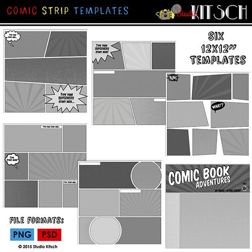 Comic Book Templates Comic Strip 12x12 Superhero Cartoon - Etsy