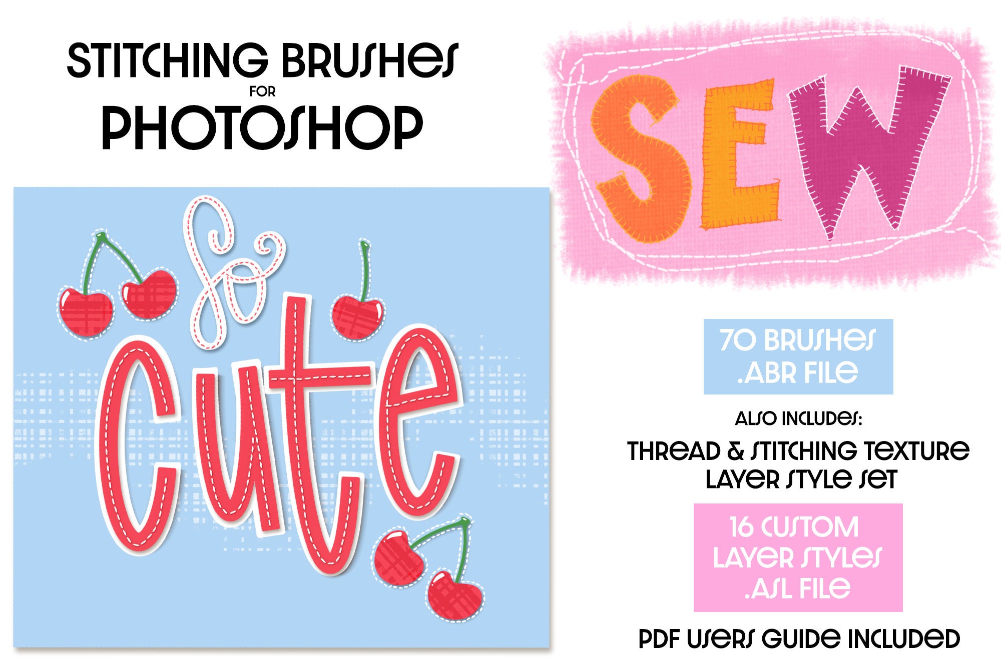 Stitching Brushes for Photoshop Thread Layer Styles Hand-stitches Abr ...