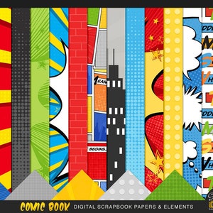 Comic Digital Scrapbooking Kit, Personal Use Only, Comic Digital Papers ...
