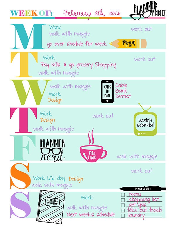 Planner Nerd digital brushes PNG .abr Procreate digital | Etsy