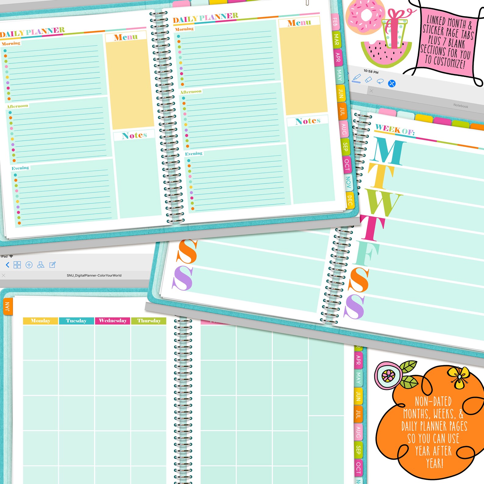 Digital Planner with Hyperlinks PDF Undated iPad Planner | Etsy