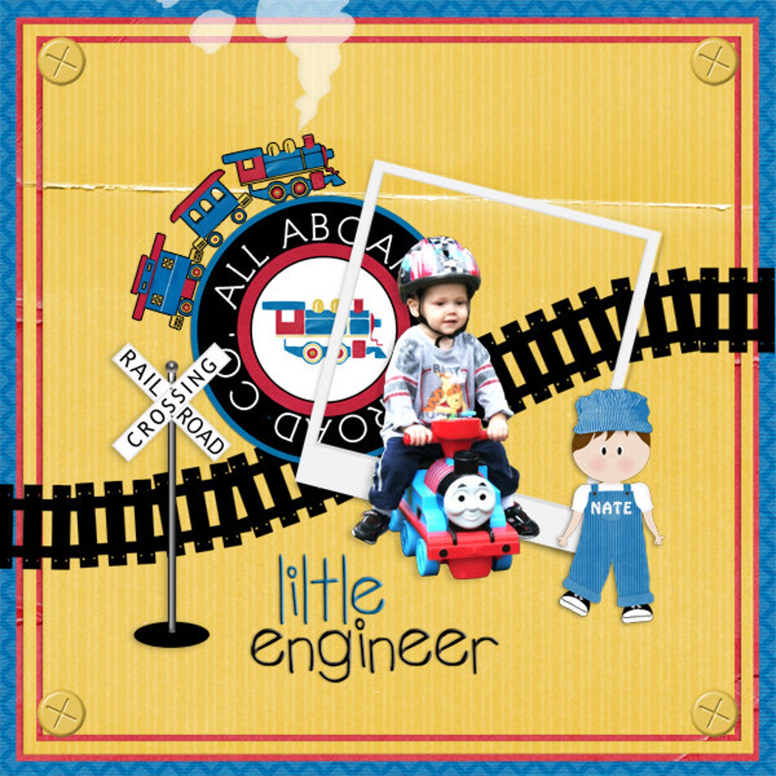 Little Engineer Train Clip-art & Digital Papers Scrapbooking | Etsy