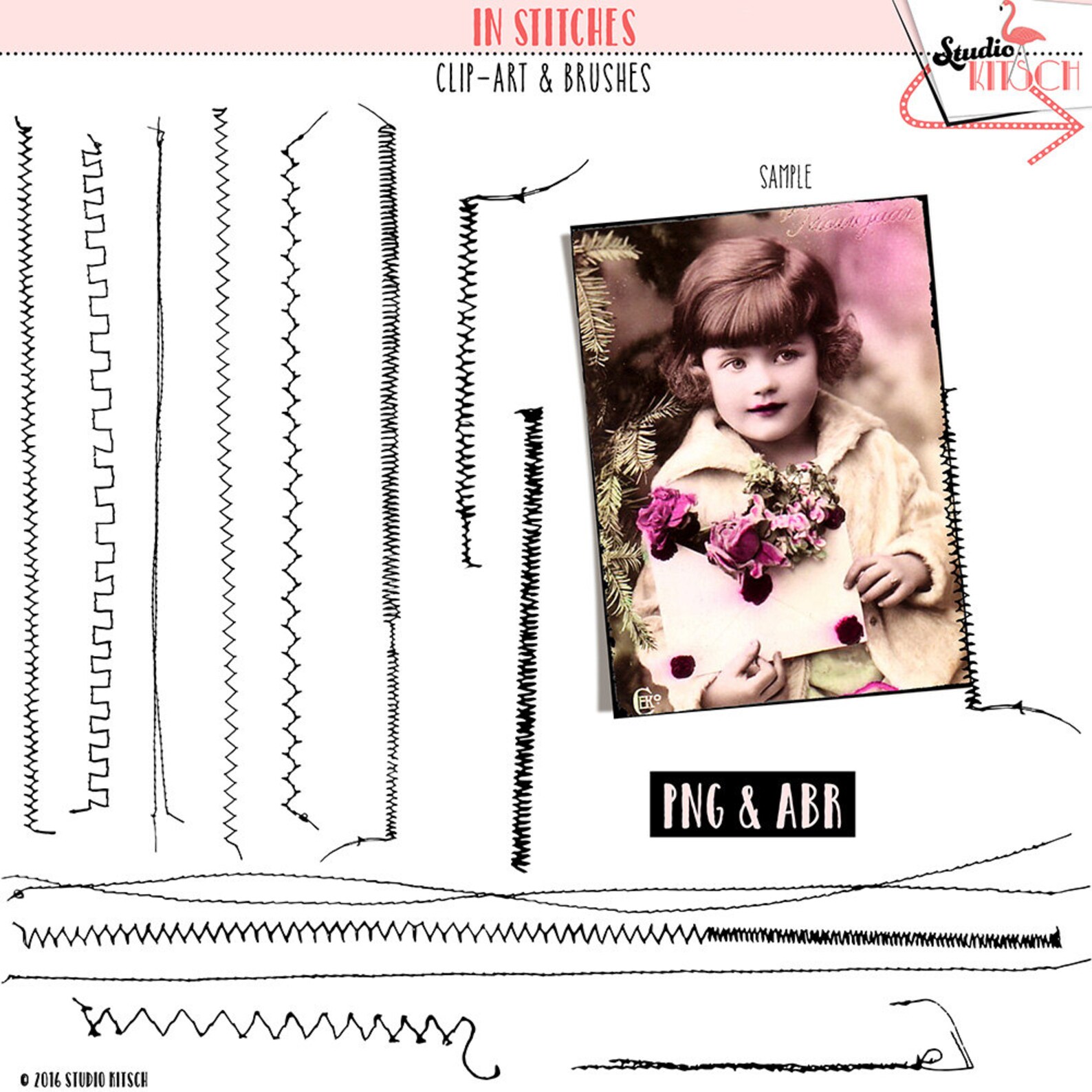 Messy Stitches Digital Clip-art Png .abr Digital Stamps - Etsy