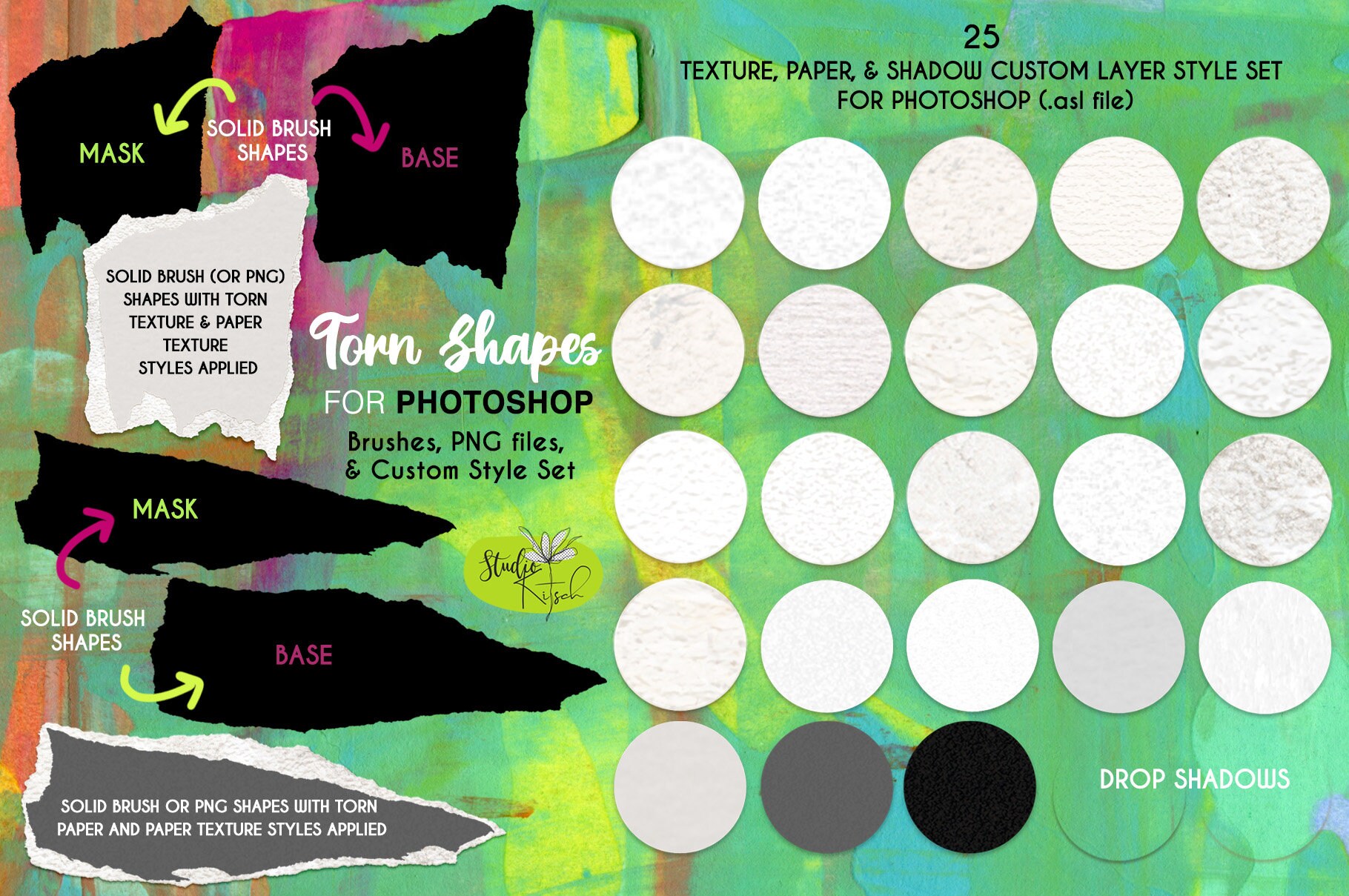 Torn Shapes Brushes & Custom Layer Styles for Photoshop - Etsy