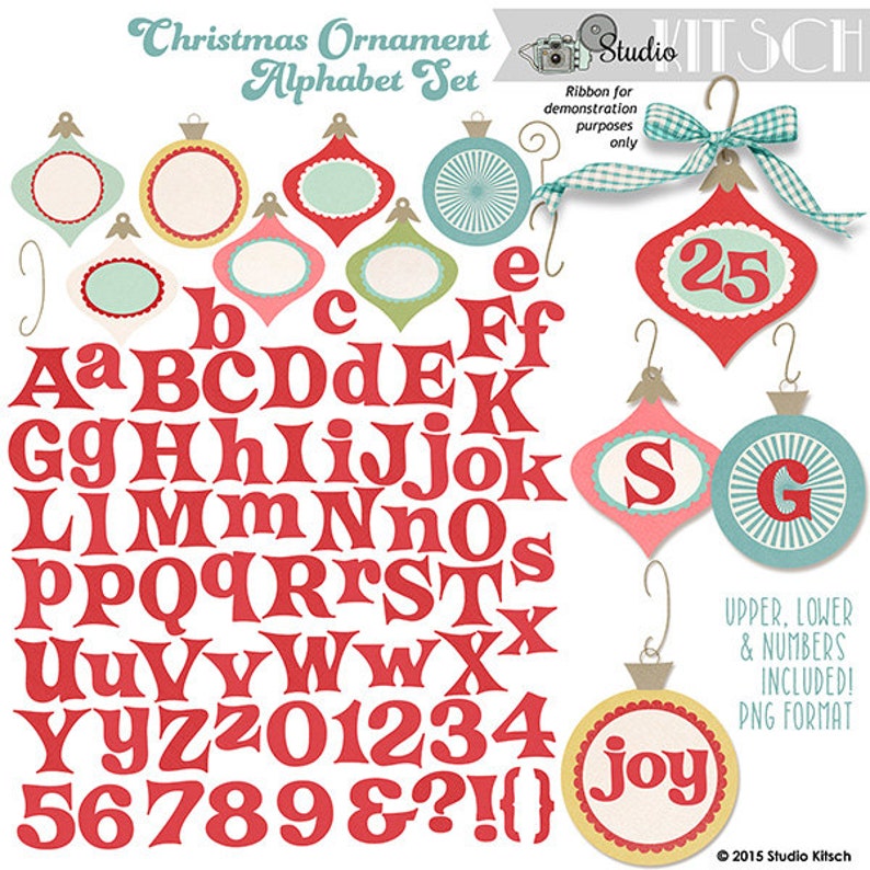 Christmas Ornament Alphabet Clip-art Christmas Graphics CU | Etsy