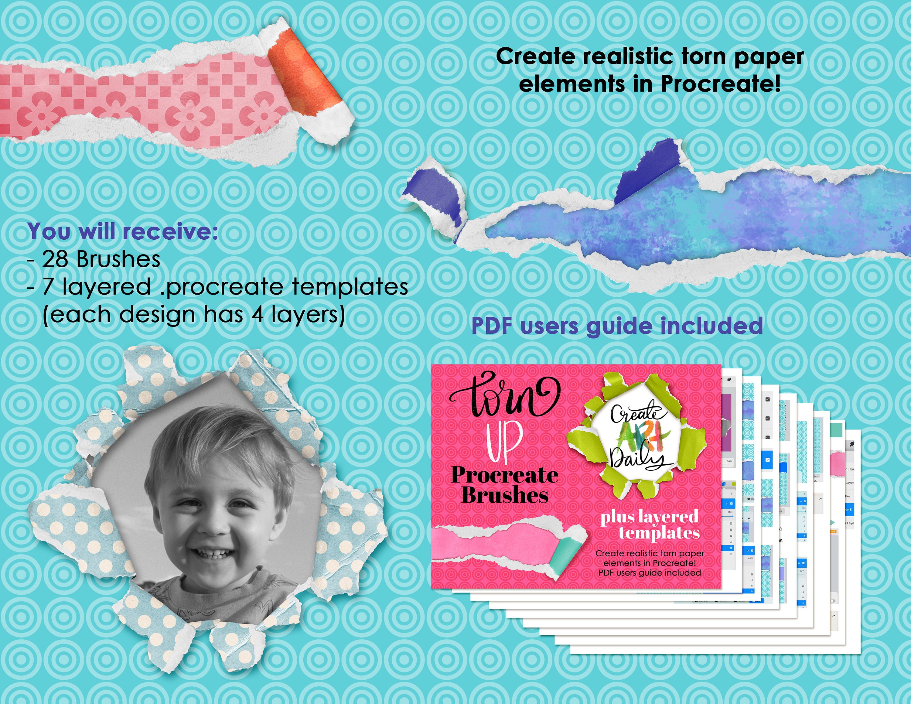 Torn up Paper Procreate Brushes and Layered Templates Curled - Etsy