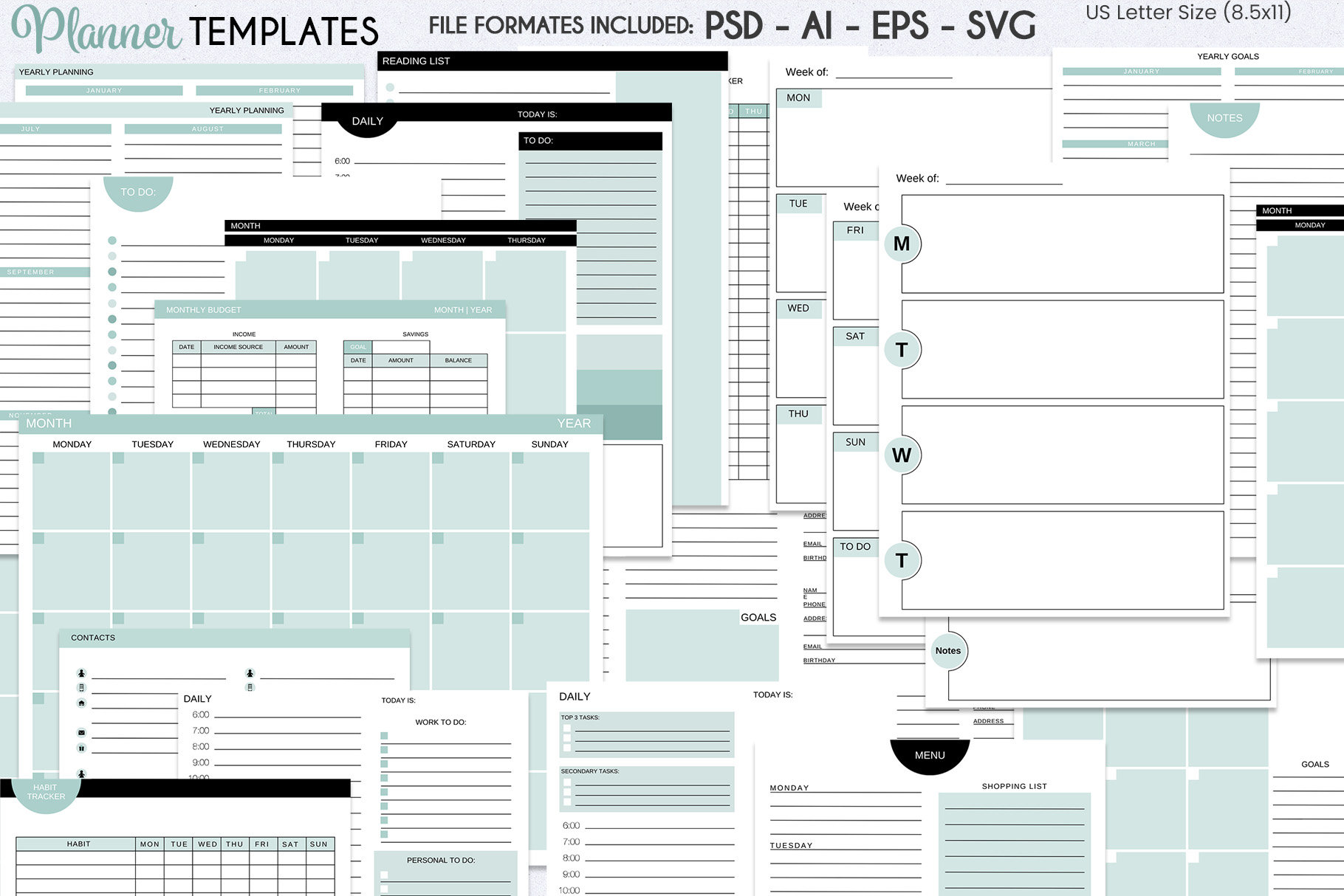 Planner Templates | Editable | PSD, Ai, SVG, EPS | Digital Planner ...