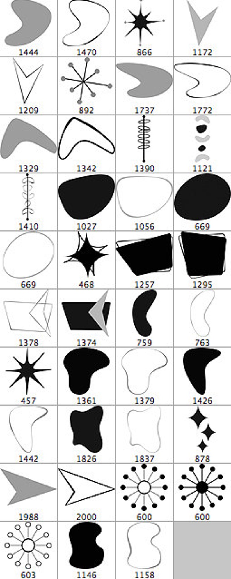 1950's Retro Shapes Digital Clip-art Png .abr Psd - Etsy