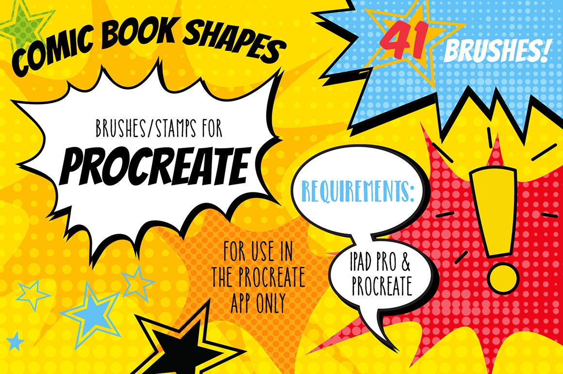 Comic Book Stamp Brushes for Procreate Ipad Super Hero | Etsy
