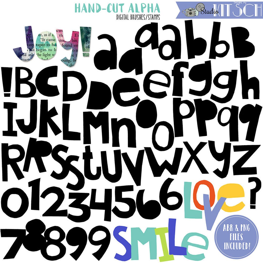 Hand-cut Alphabet Clip-art & Digital Brushes, CU, Digital Scrapbooking ...