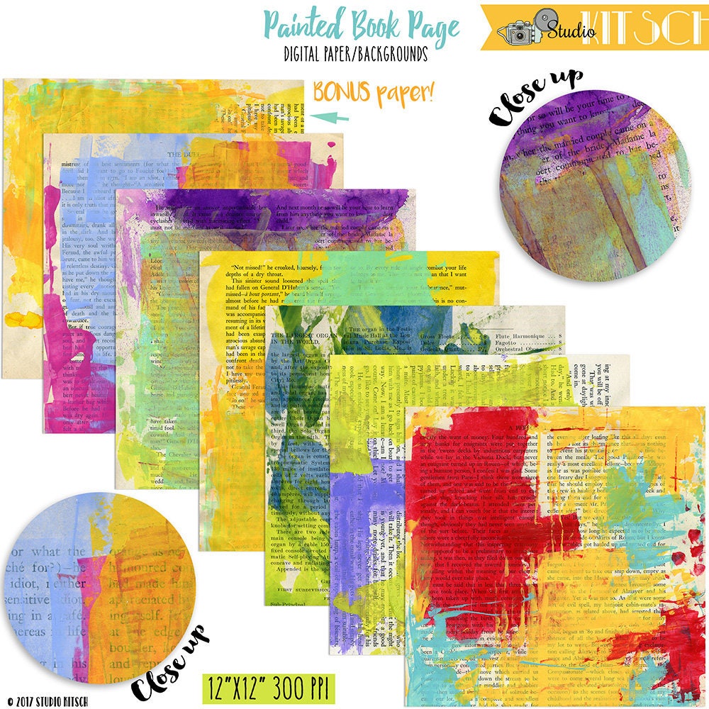 Vintage Books Printable Scrapbook Paper JPG Digital Paper,For ...