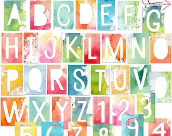 Watercolor Digital Alphabet Printable Alphabet Digital - Etsy