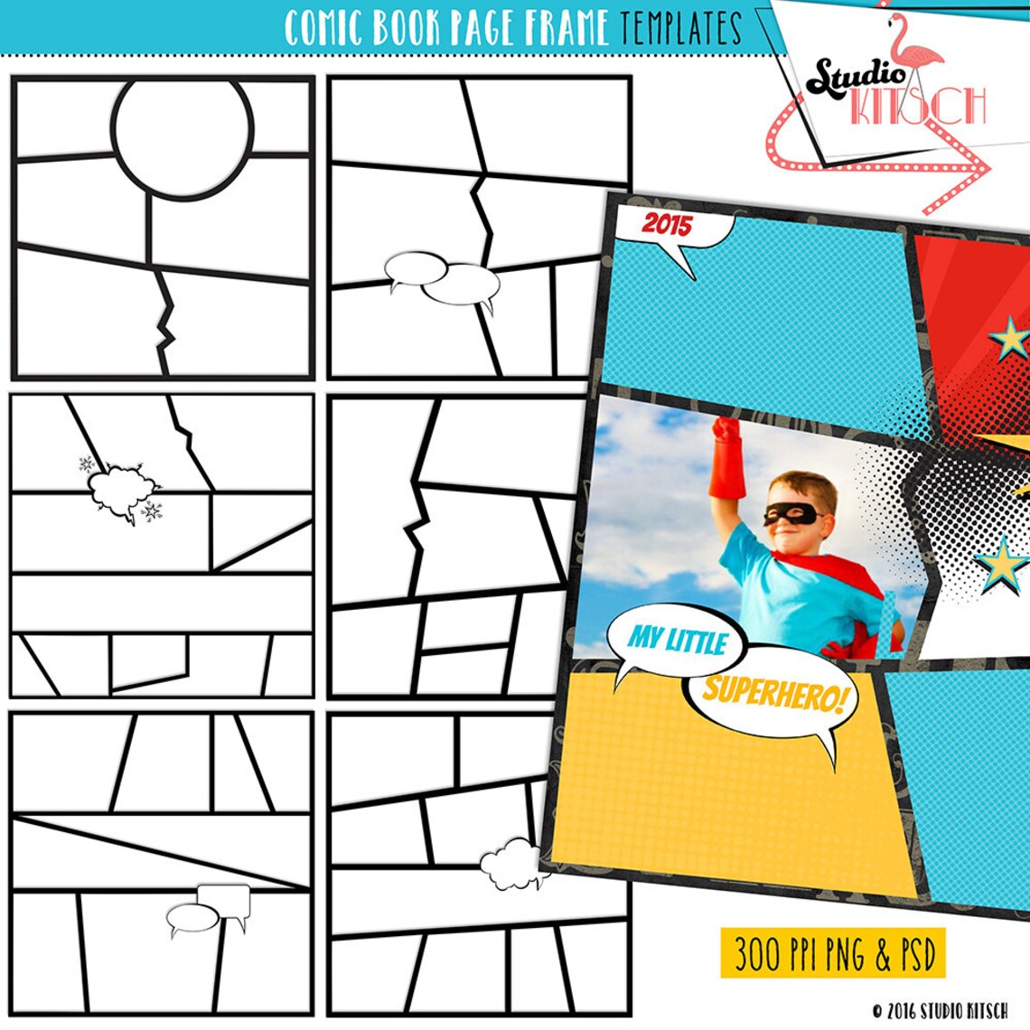 DIY Comic Book Templates , Overlay Templates, Comic Strip, Superhero ...