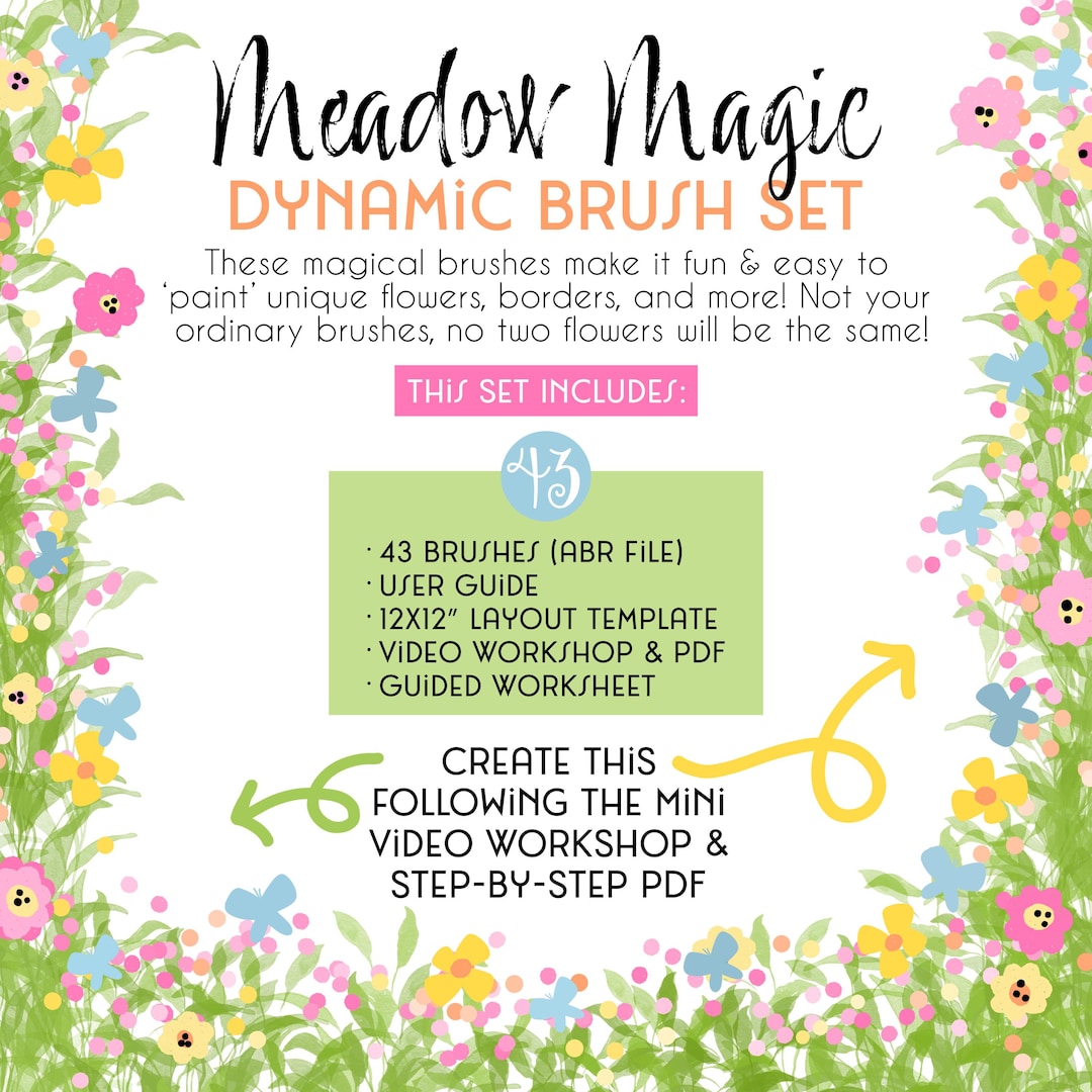 Meadow Magic Brushes for Photoshop & Free Workshop | Abr File | Digital ...