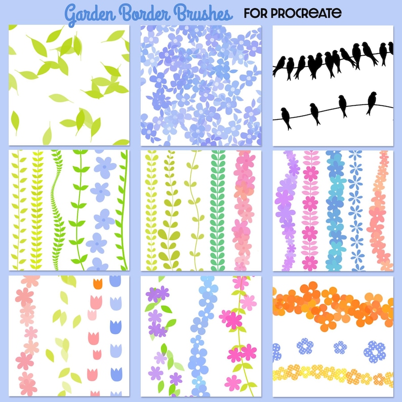 Garden Border Brushes for Procreate | Scatter | Flowers | Wreaths ...