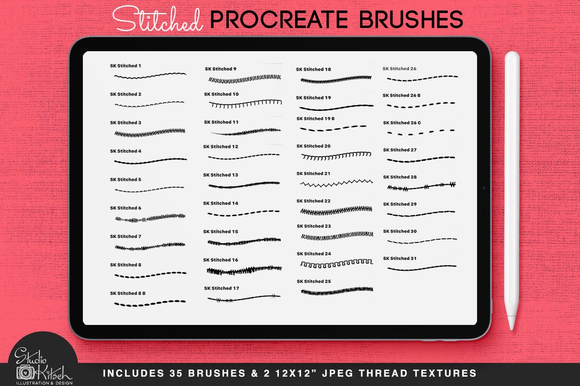 Stitching Brushes for Procreate Ipad Digital Art | Etsy
