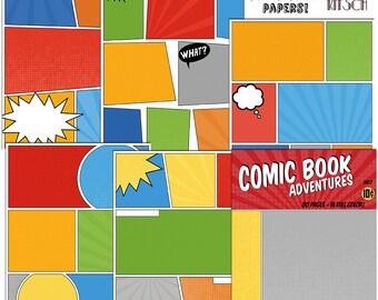 COMIC BOOK Superhero Digital Paper Pack Printable Pattern - Etsy