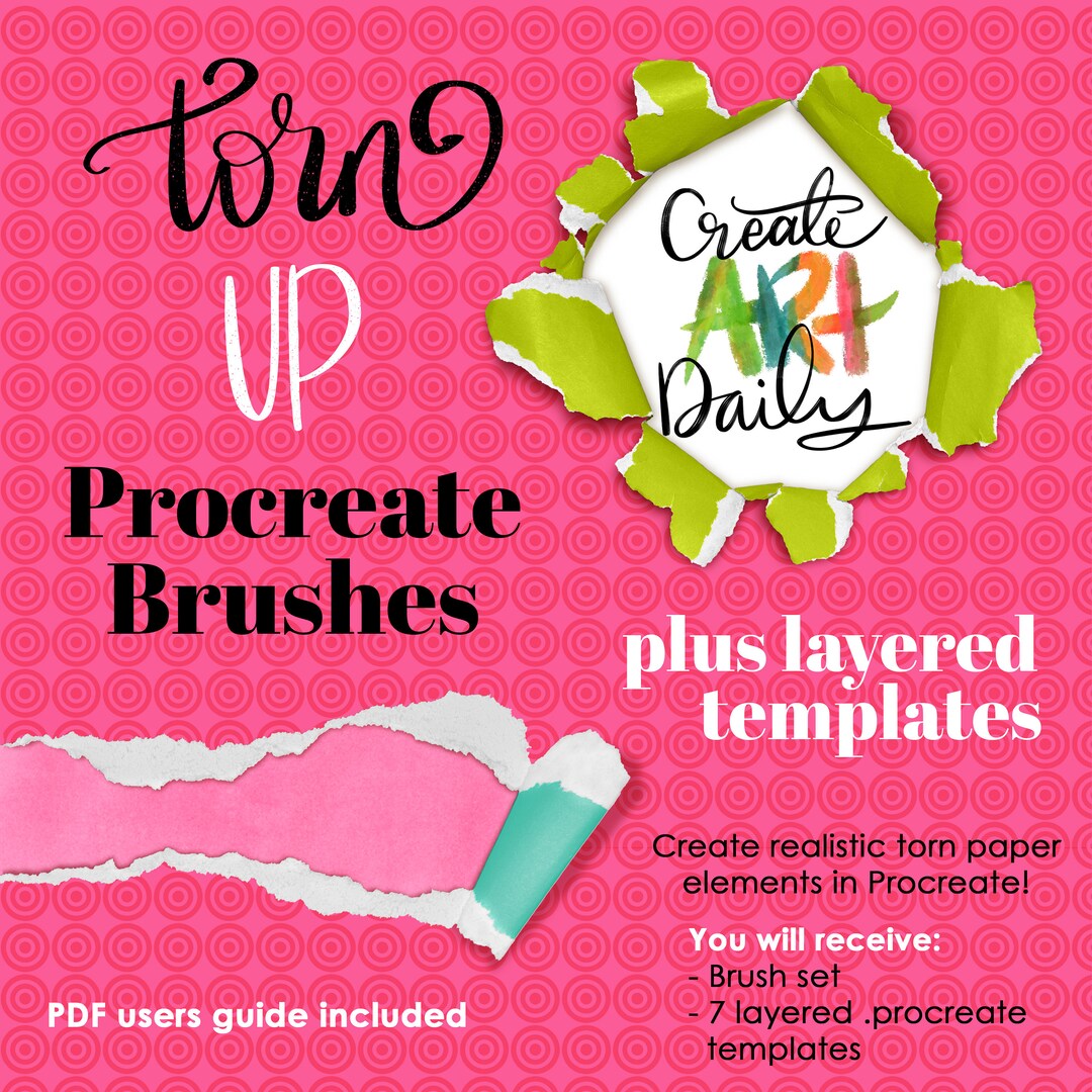 Torn up Paper Procreate Brushes and Layered Templates | Curled Paper ...