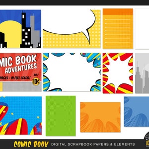 Comic Digital Scrapbooking Kit, Personal Use Only, Comic Digital Papers ...