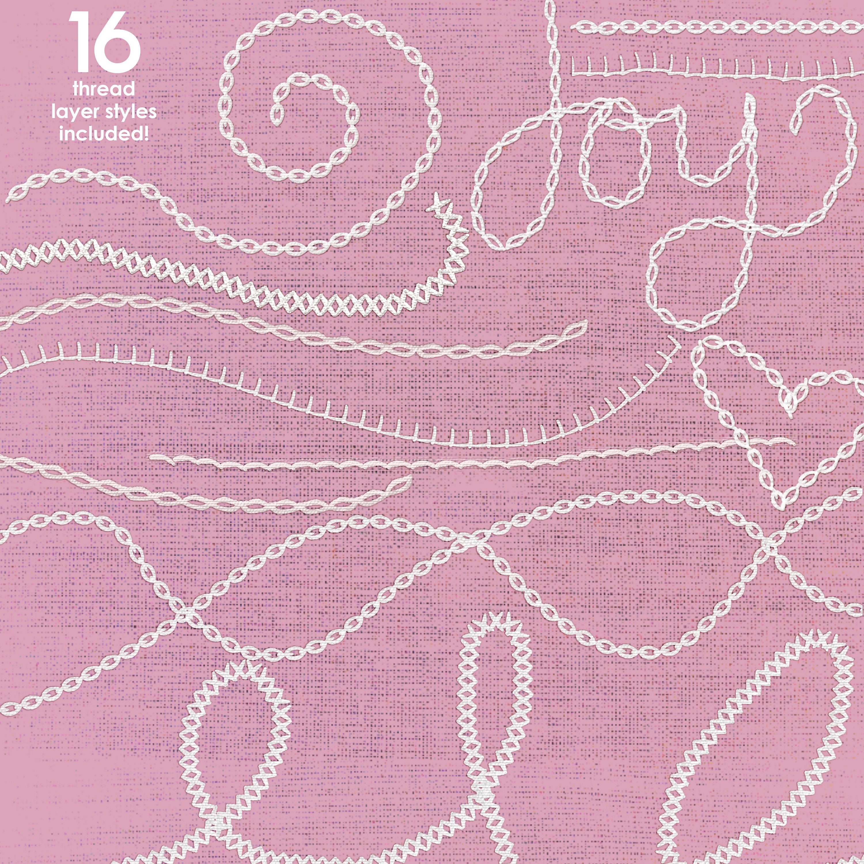 Stitching Brushes for Photoshop | Thread Layer Styles | Hand-stitches ...