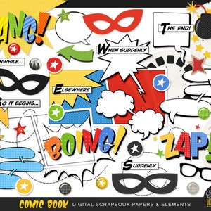 Comic Digital Scrapbooking Kit, Personal Use Only, Comic Digital Papers ...