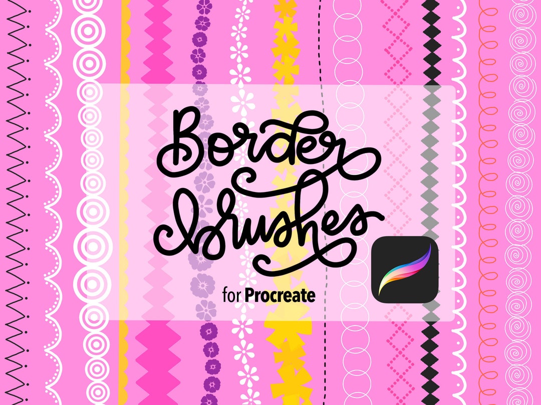 Border Brushes for Procreate | Dynamic Brushes | iPad | Retro Flowers | Create Borders and More ...