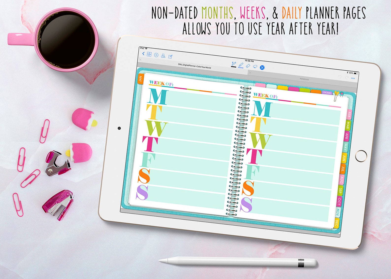Digital Planner with Hyperlinks PDF Undated iPad Planner | Etsy
