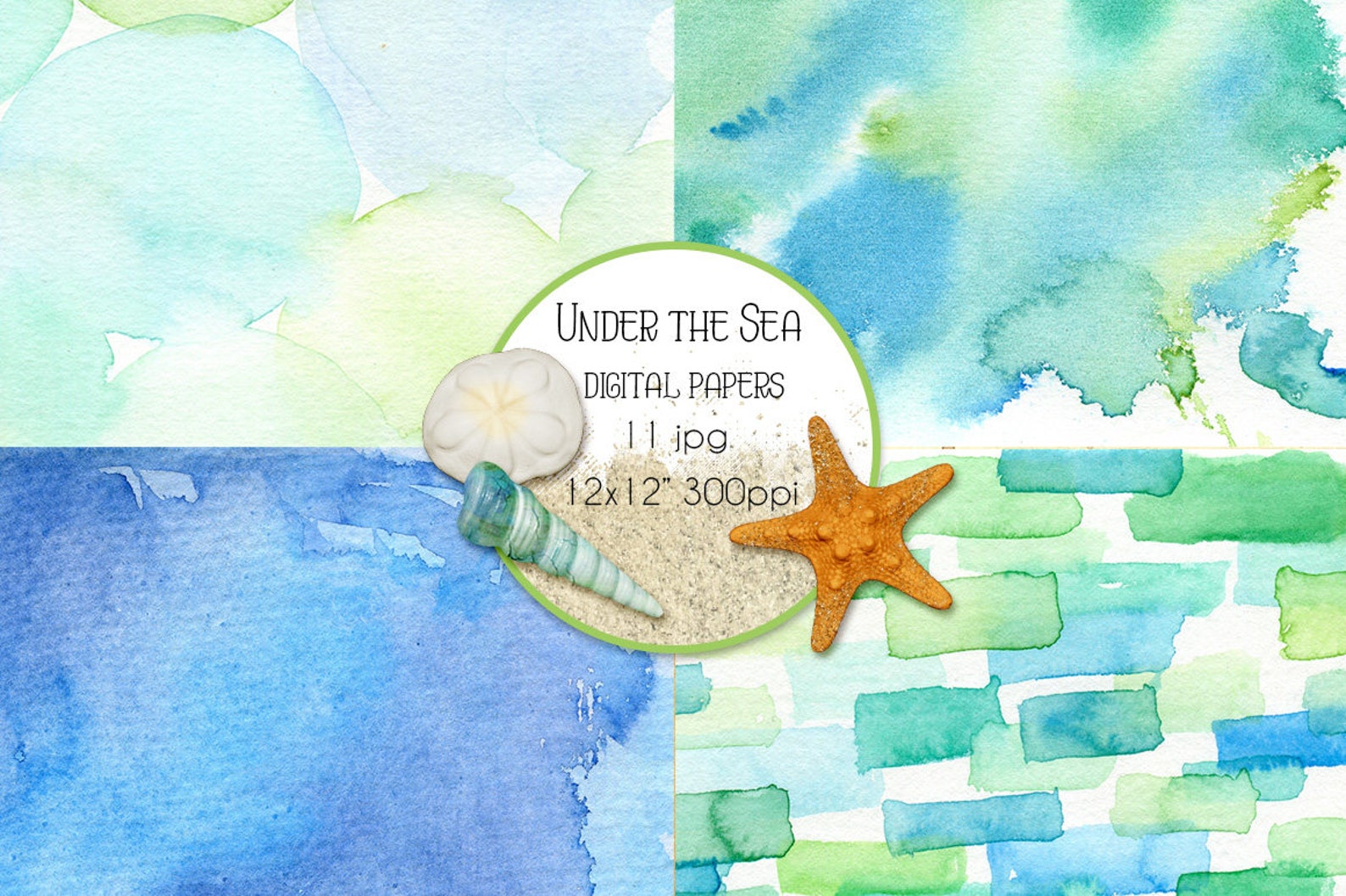 Under the Sea Watercolor Textures Digital Papers Digital - Etsy