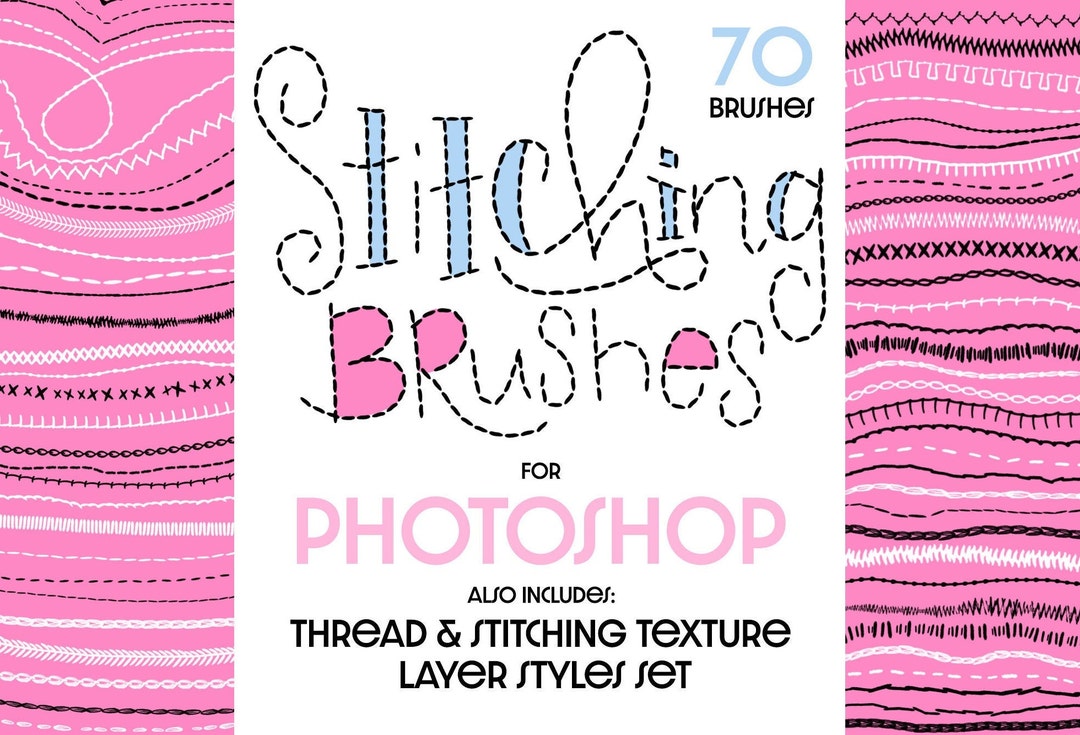 Stitching Brushes for Photoshop | Thread Layer Styles | Hand-stitches ...