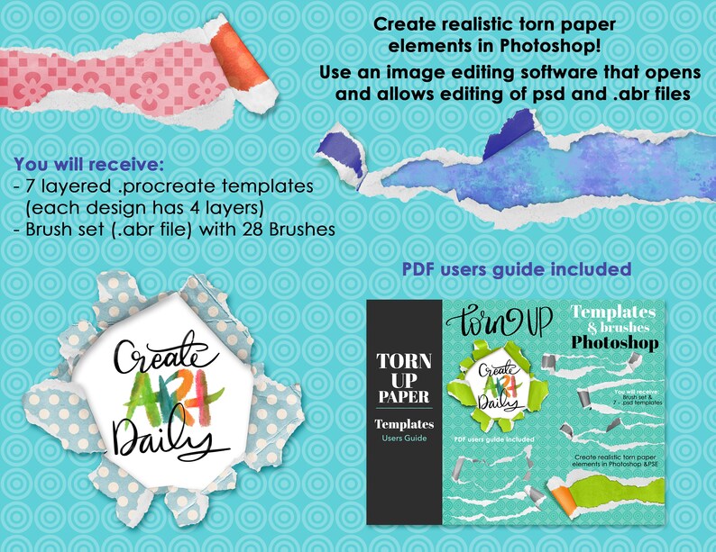 Torn up Paper Templates for PS | Curled Paper | PS Brushes | Textured ...