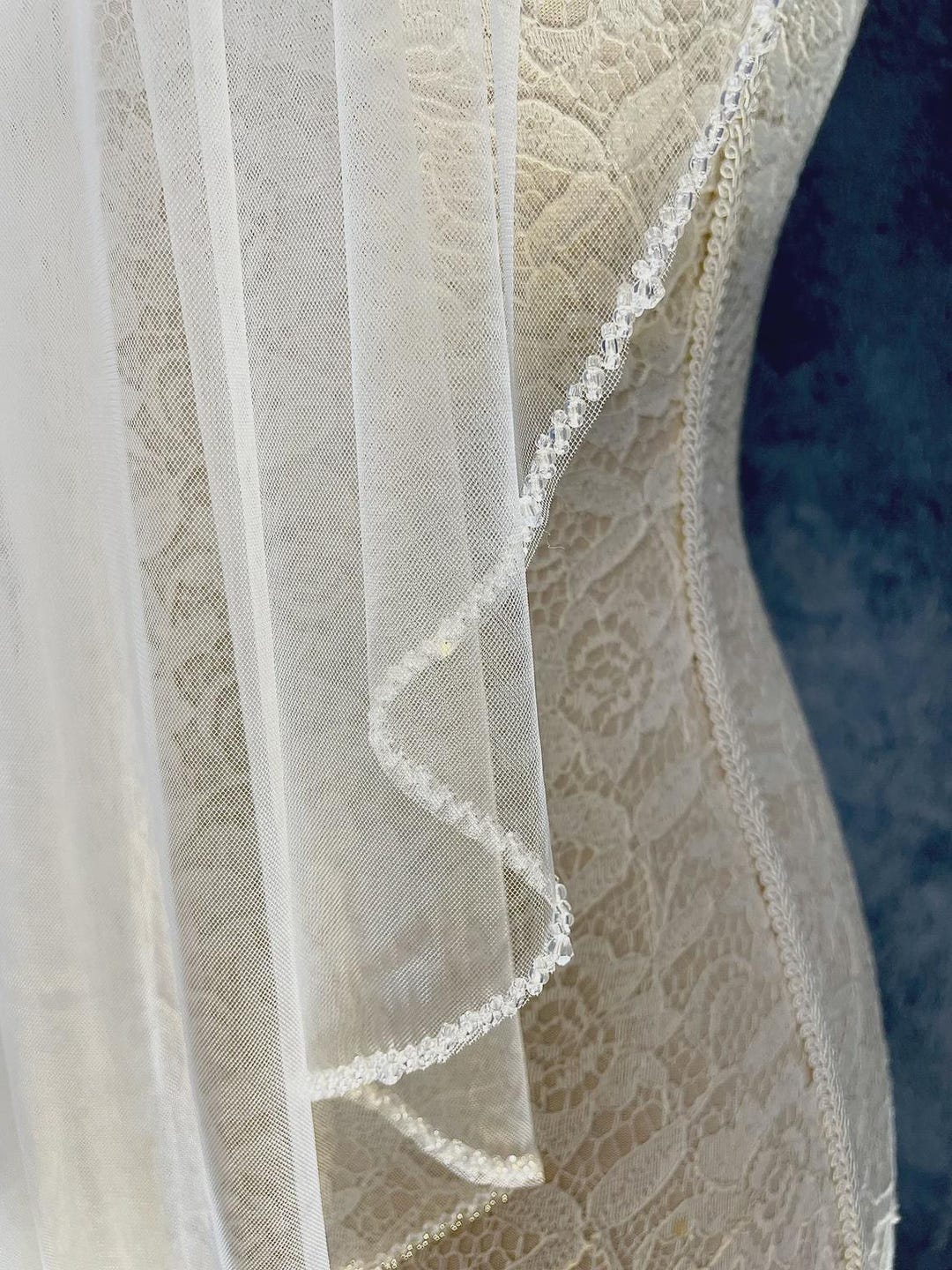 Crystal Edge Wedding Veil, Ivory Bridal Veil, Beaded Edge Veil ...