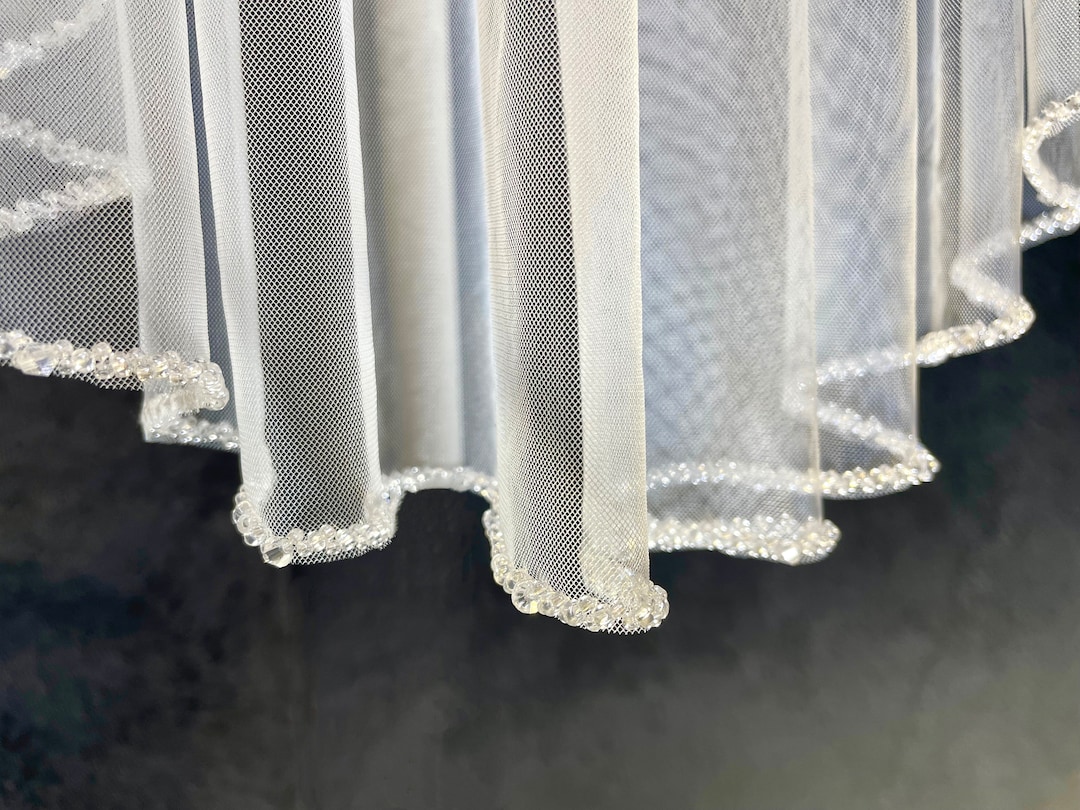 1T Beaded Veil, Crystal Veil, Wedding Veil,beaded Wedding Veil, Beaded ...