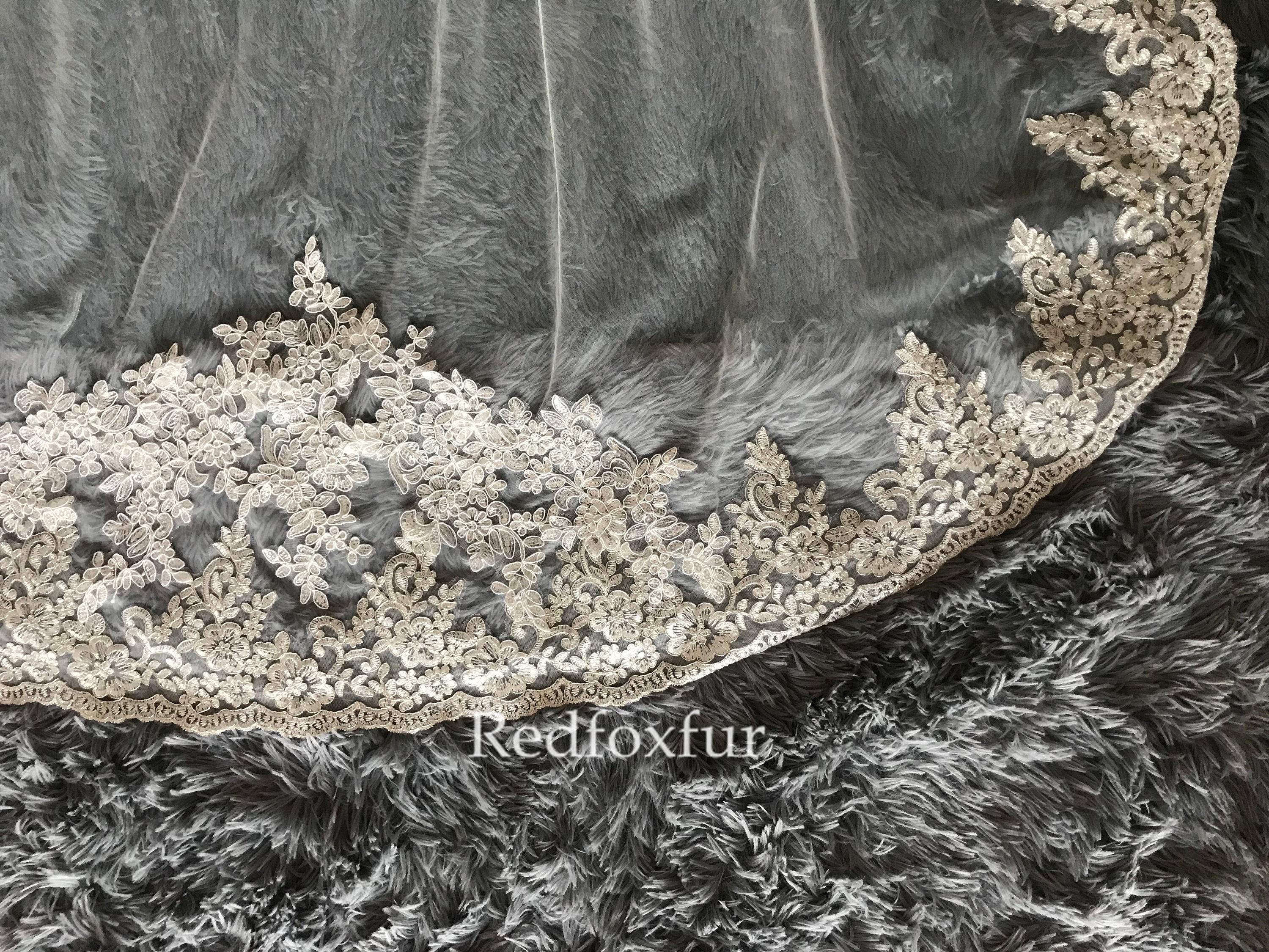 Simple Lace Veil,118 Inches Cathedral Veil,wedding Lace Applique Veil ...