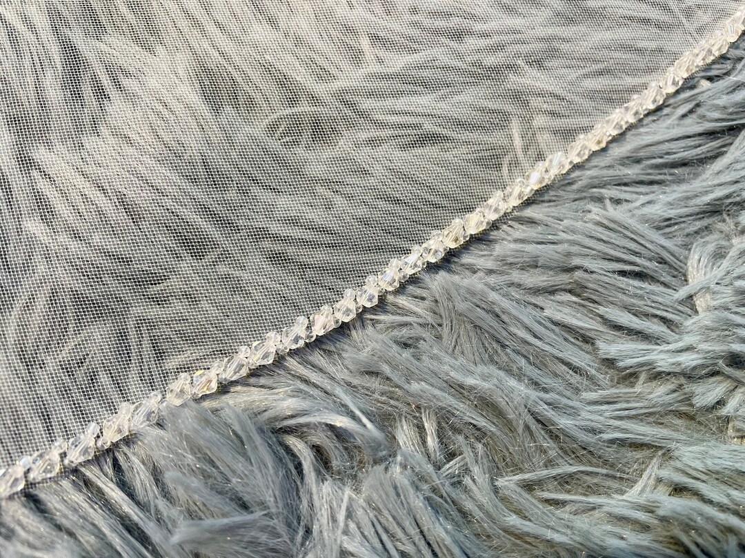 Crystal Edge Veil,crystal Trim Wedding Veil, Beaded Bridal Veil,wedding ...