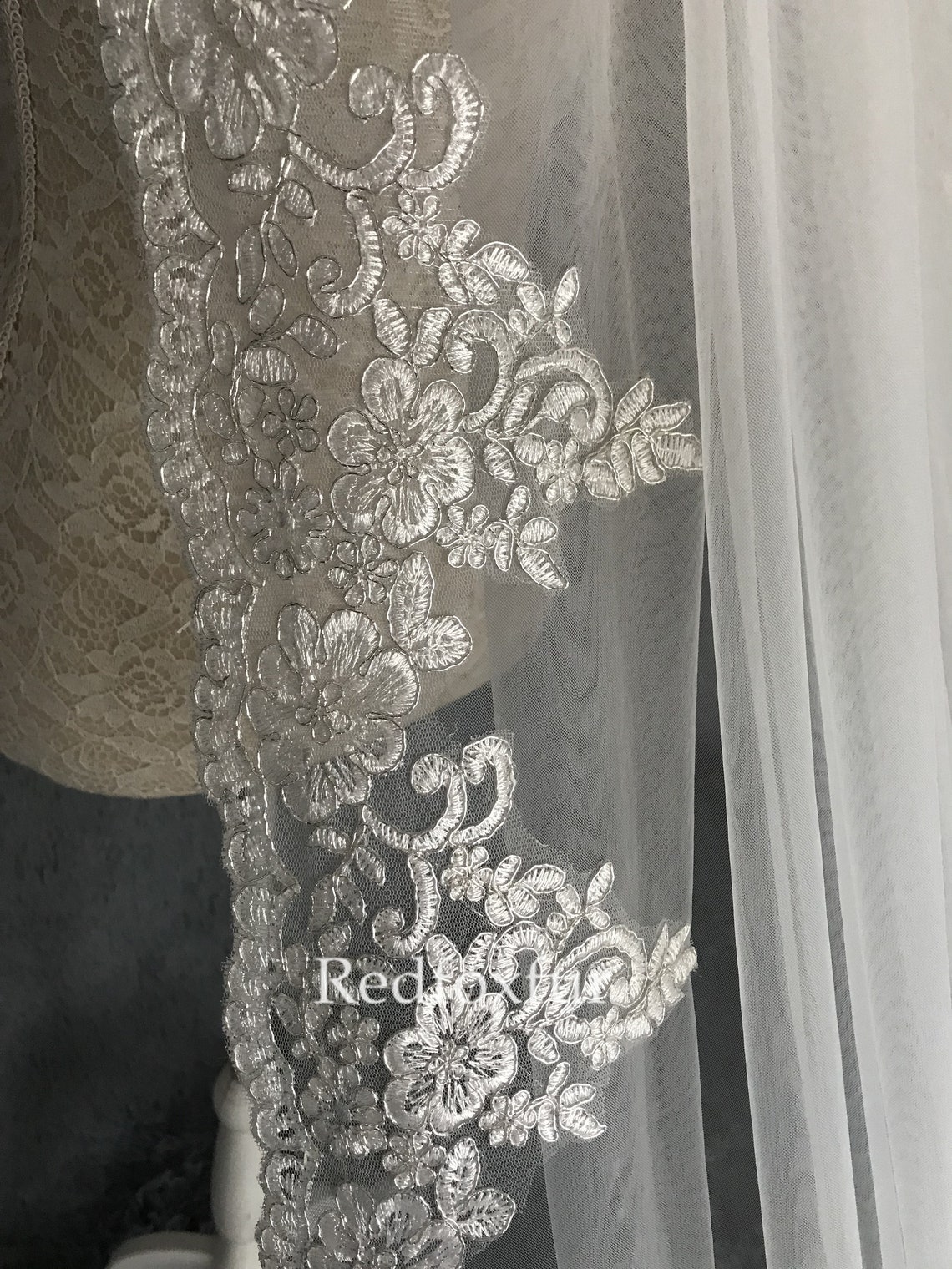Simple Lace Veil,118 Inches Cathedral Veil,wedding Lace Applique Veil ...