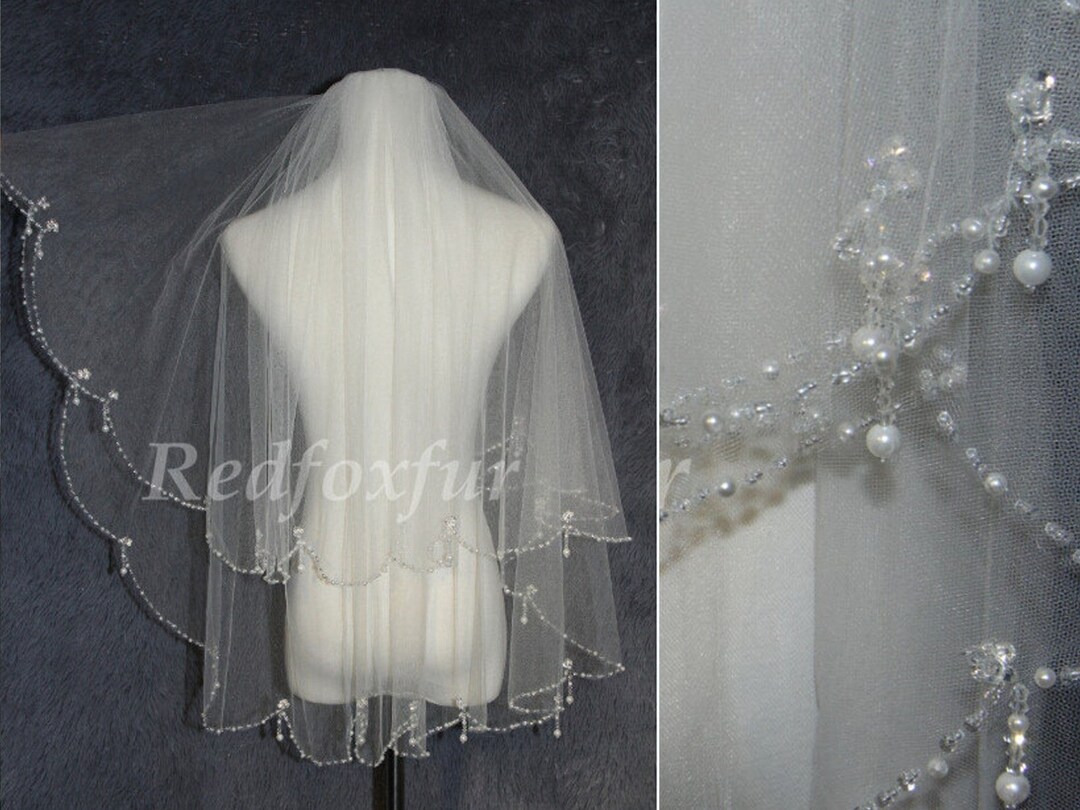 Beaded Veil,wedding Veil,pearl Veil,bridal Veil,ivory Veil,crystal Veil ...