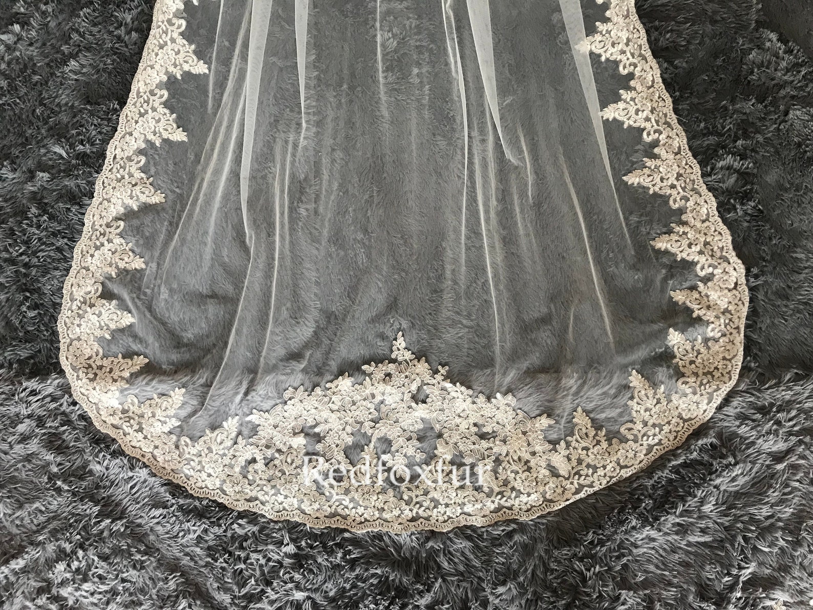 Simple Lace Veil,118 Inches Cathedral Veil,wedding Lace Applique Veil ...