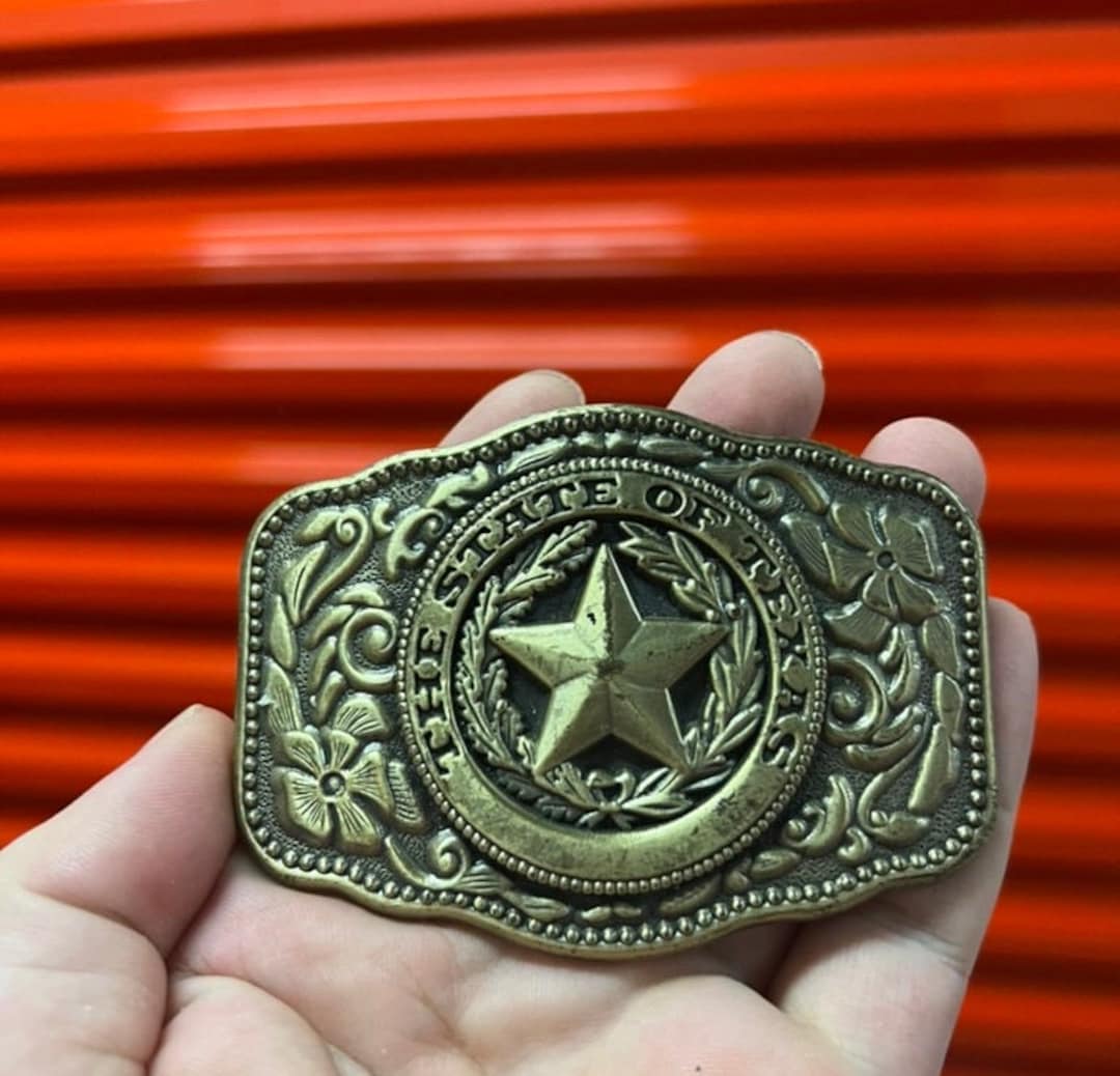 State of Texas Dallas Star Brass 90s Belt Buckle Retro Western Wear ...