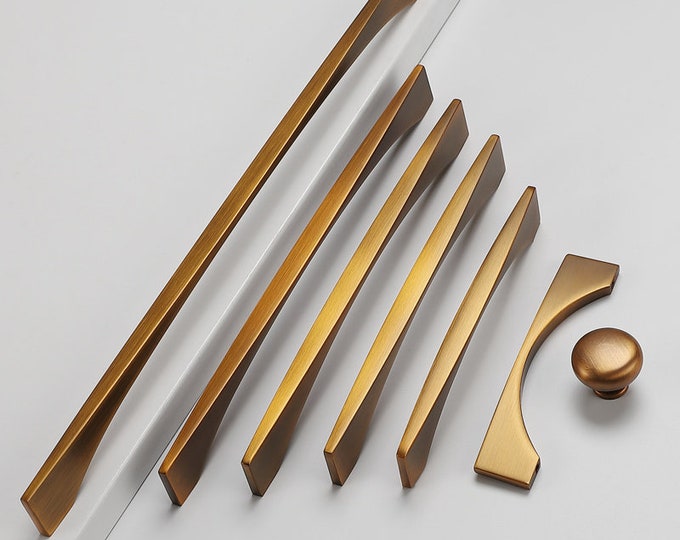 Yellow Bronze Cabinet Door Pull Handle Modern Cabinet Solid Pull Handle ...
