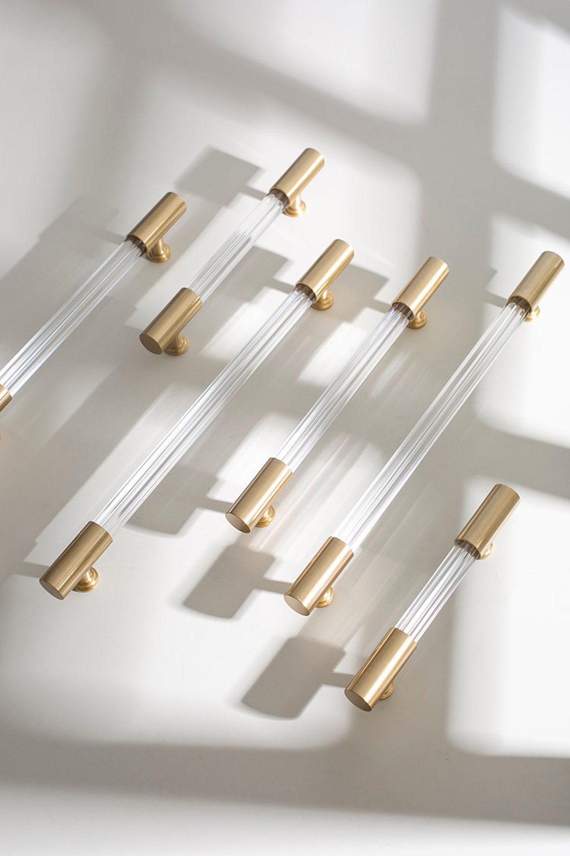Acrylic Brass Pull Handle Modern Cabinet Gold Transparent - Etsy