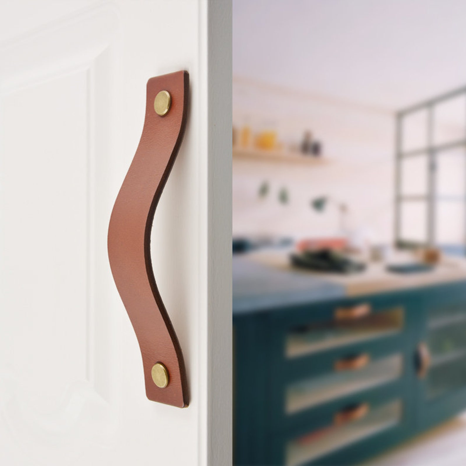 Nordic Modern Simple Genuine Leather Pull Handle Dresser Pull - Etsy