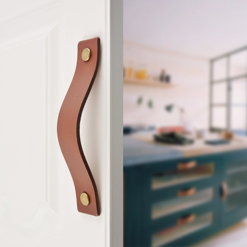 Nordic Modern Simple Genuine Leather Pull Handle Dresser Pull - Etsy
