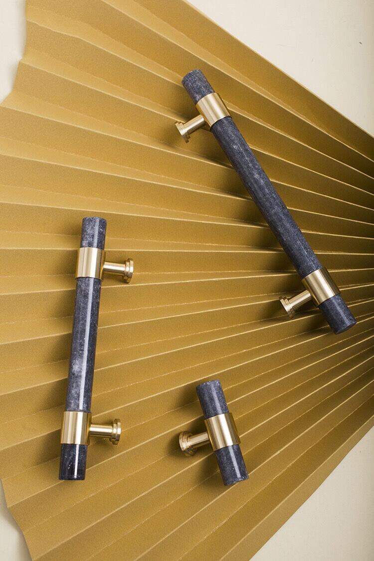 Modern Gray Marble Brass Door Pull Handle Wardrobe Pull Handle Cabinet ...