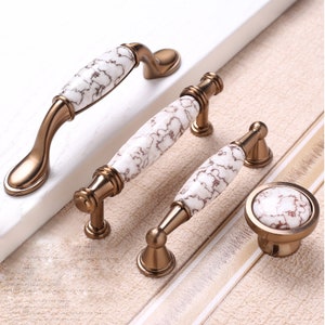 Marble Pattern Ceramic Wardrobe Pull Handle Cabinet Door Pull Handle ...