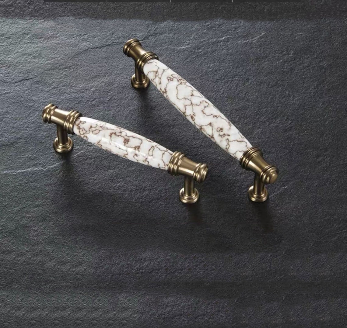 Marble Pattern Ceramic Wardrobe Pull Handle Cabinet Door Pull Handle ...