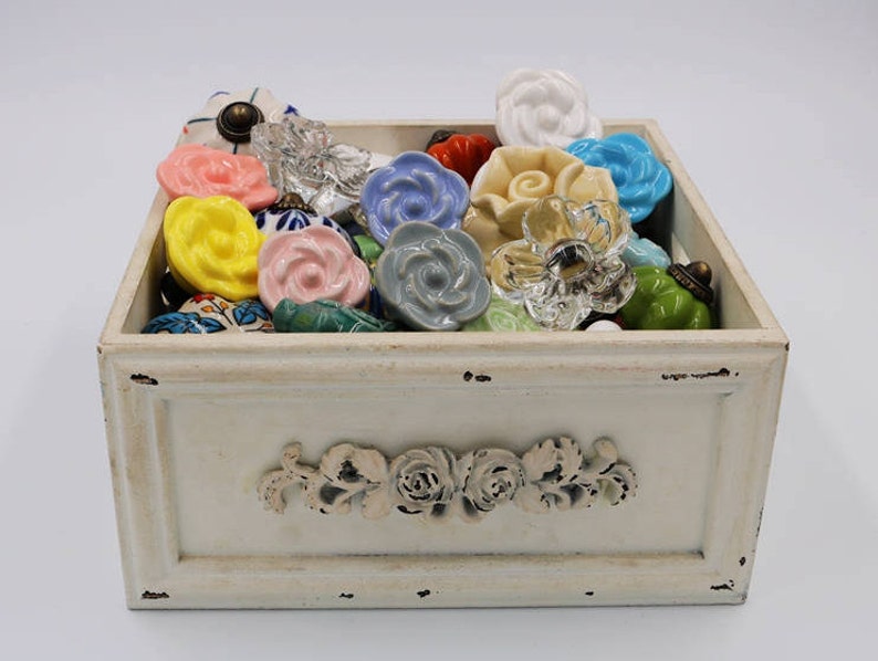 Ceramic Roses Knob Dresser Knob Drawer Knob Cabinet Knob - Etsy