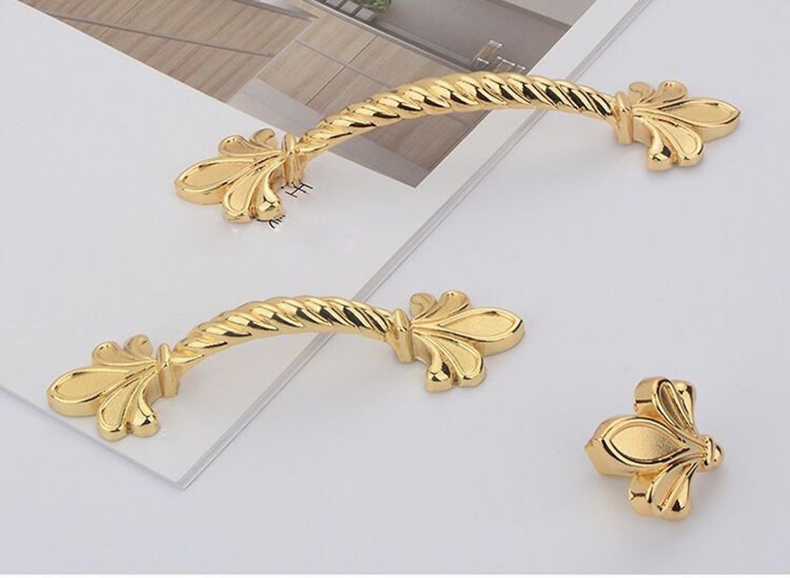 European Bright Gold Drawer Pull Handle Door Pull Handle Dresser Pull ...