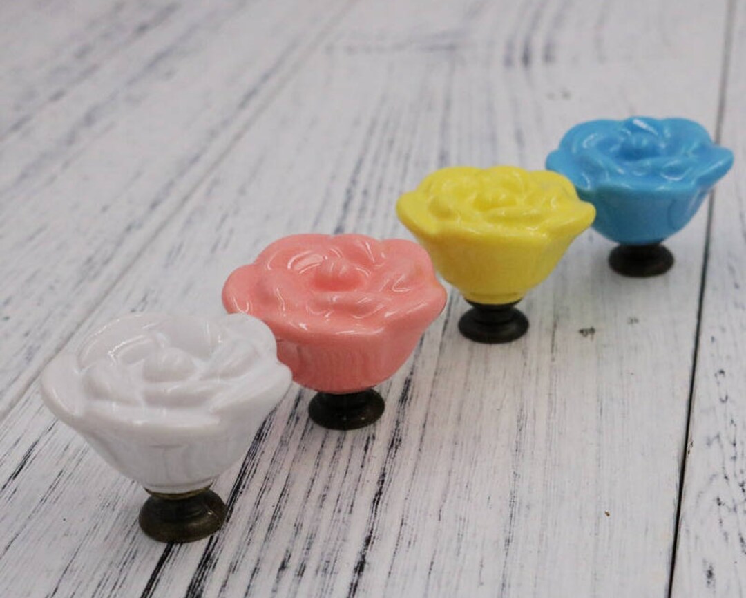 Ceramic Roses Knob Dresser Knob Drawer Knob Cabinet Knob American ...
