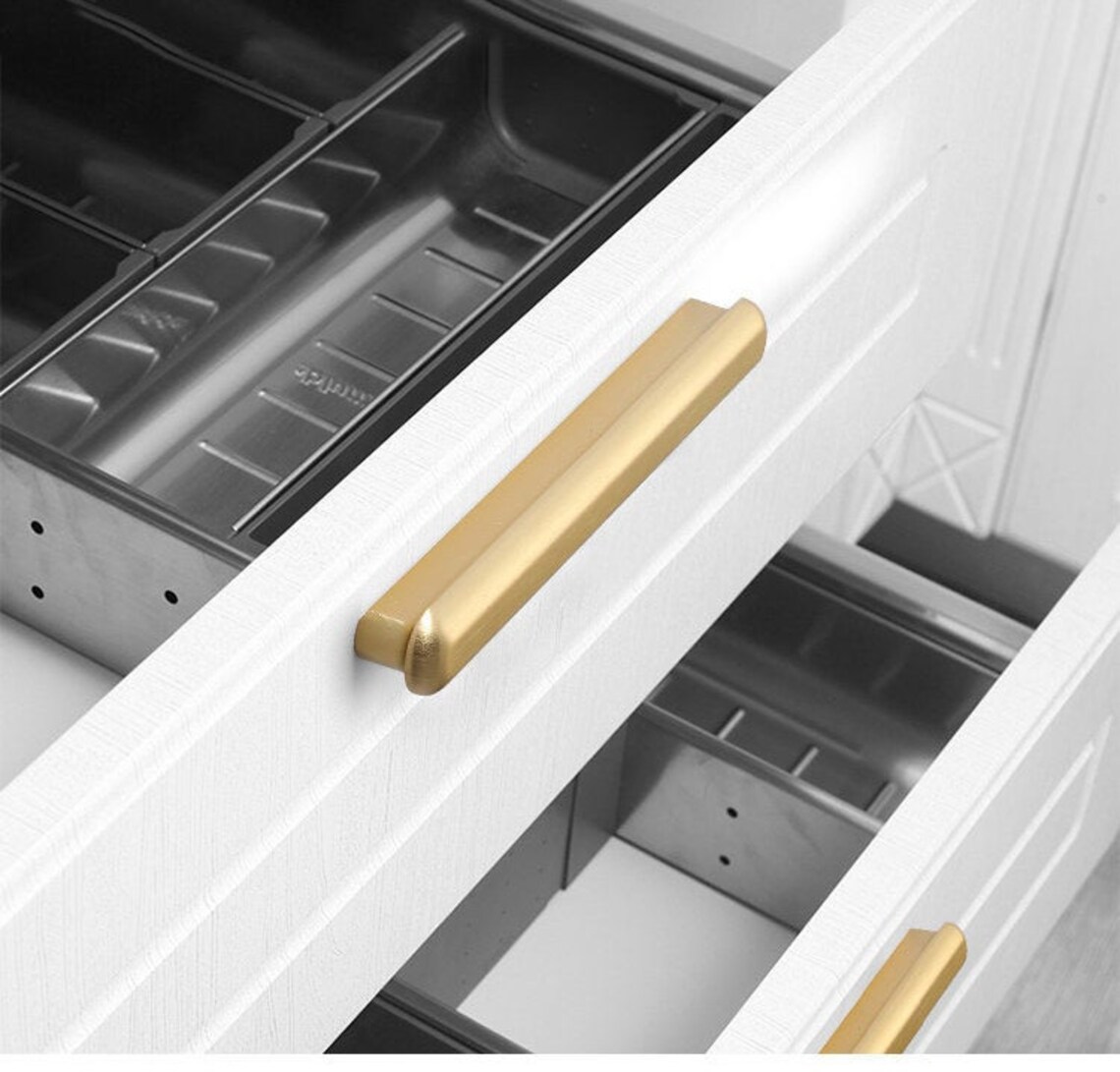 Modern Simple Black Wardrobe Pull Handle Brass Color Drawer | Etsy
