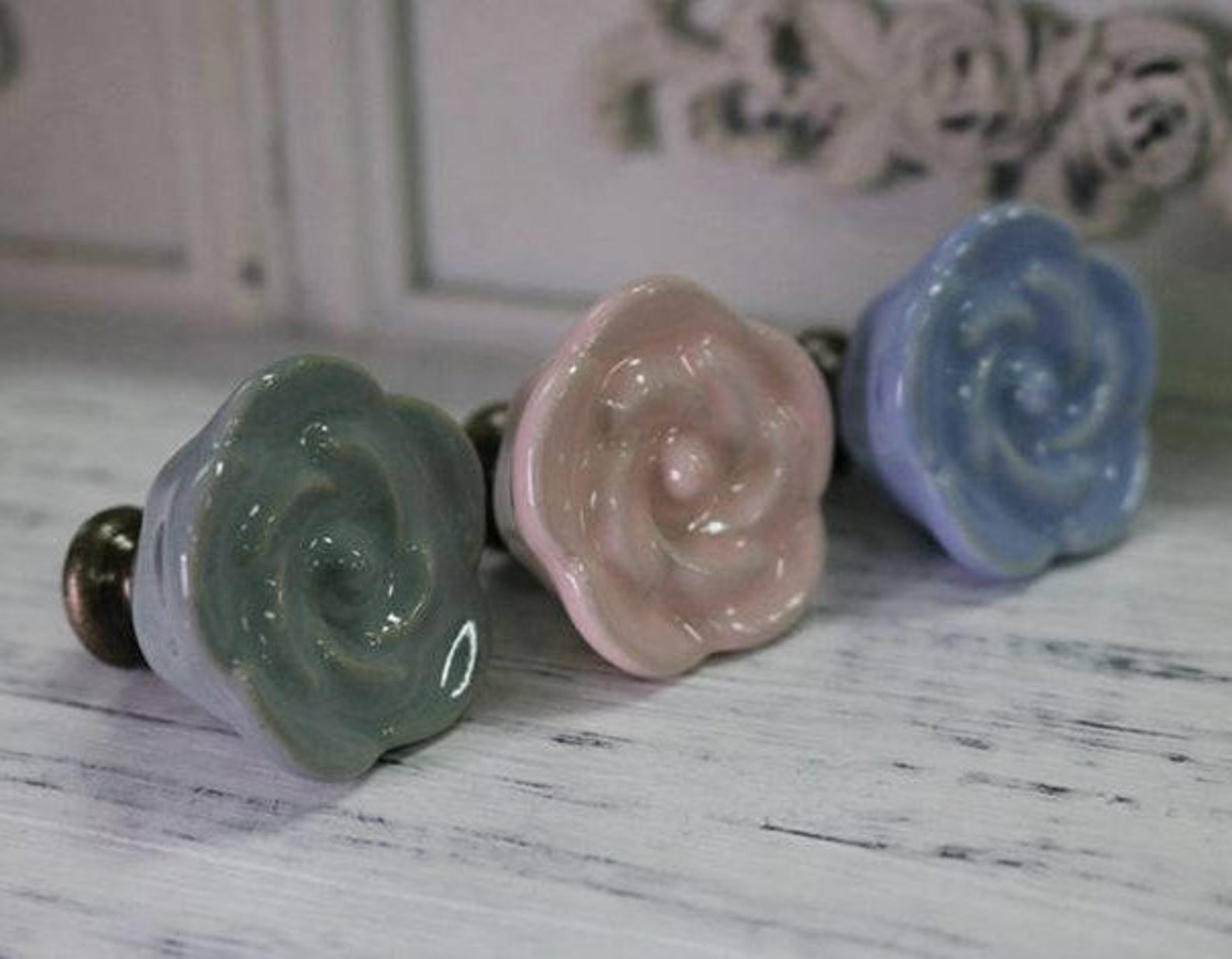 Ceramic Roses Knob Dresser Knob Drawer Knob Cabinet Knob - Etsy